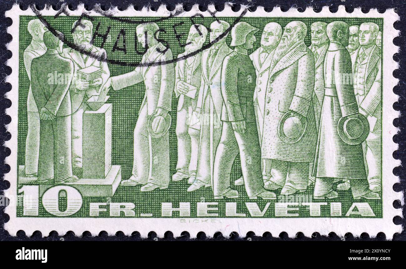 Cancelled postage stamp printed by Switzerland, that shows Prior to the ...