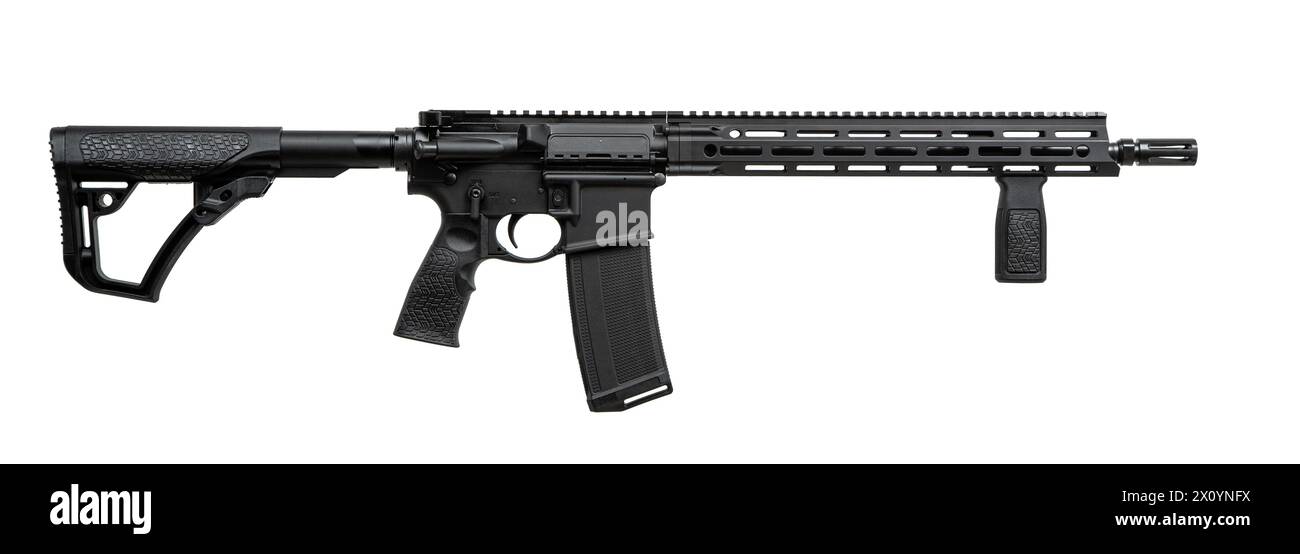 A modern automatic carbine without sights and with an additional handle ...