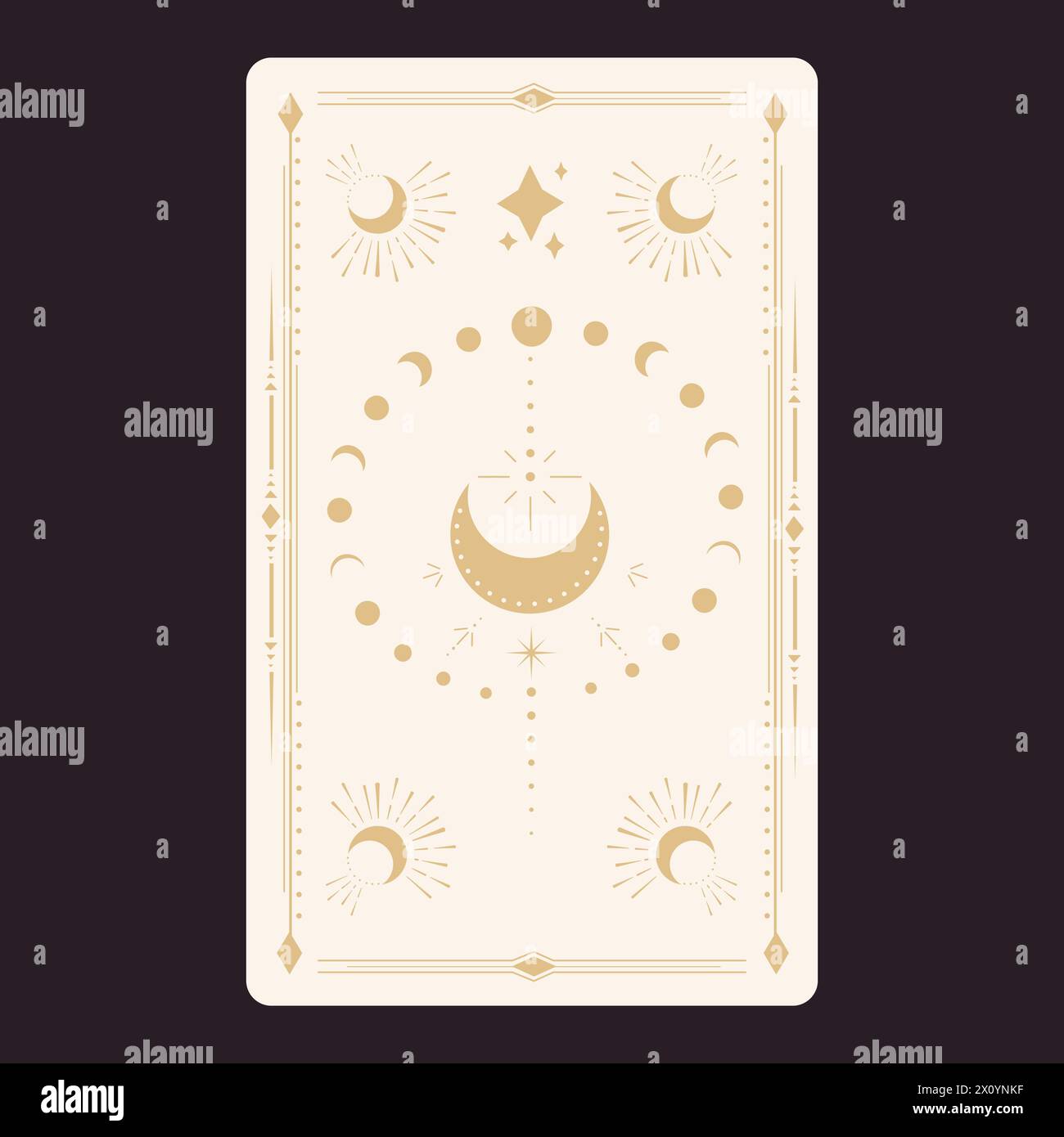 Tarot reverce border card frame gold line border celelstial mystery ...