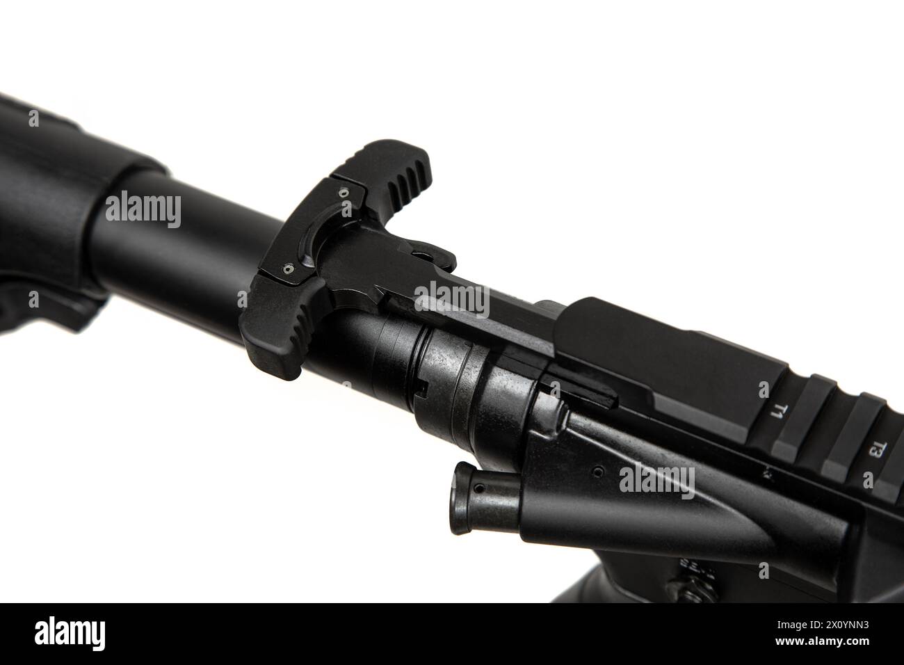 A modern automatic carbine without sights and with an additional handle ...