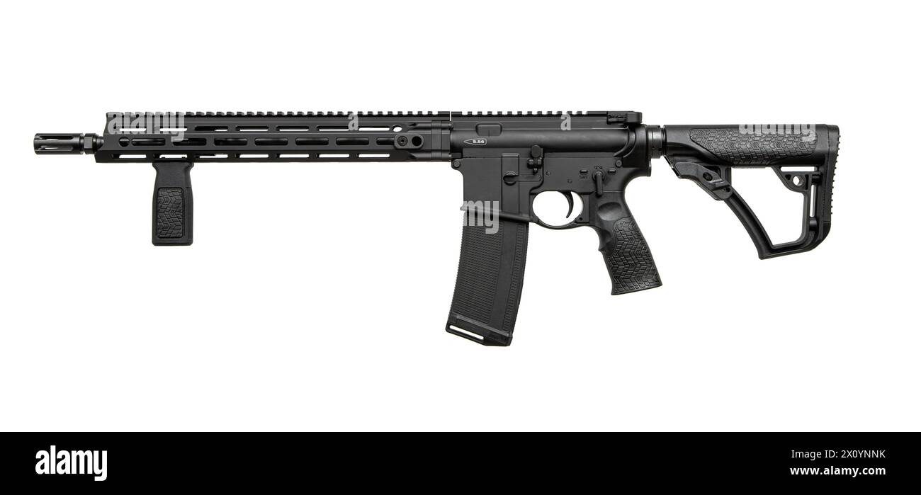 A modern automatic carbine without sights and with an additional handle ...