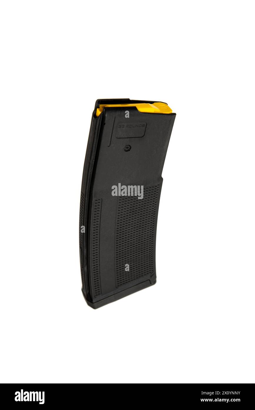 Clip for a rifle or carbine. Ammunition for weapons. Isolate on a white ...