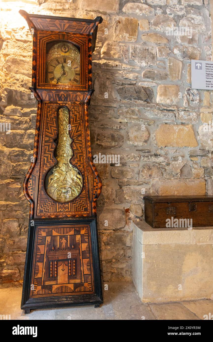 Vintage standing clock in Parador de turismo in Fuenterrabia, Castle of ...