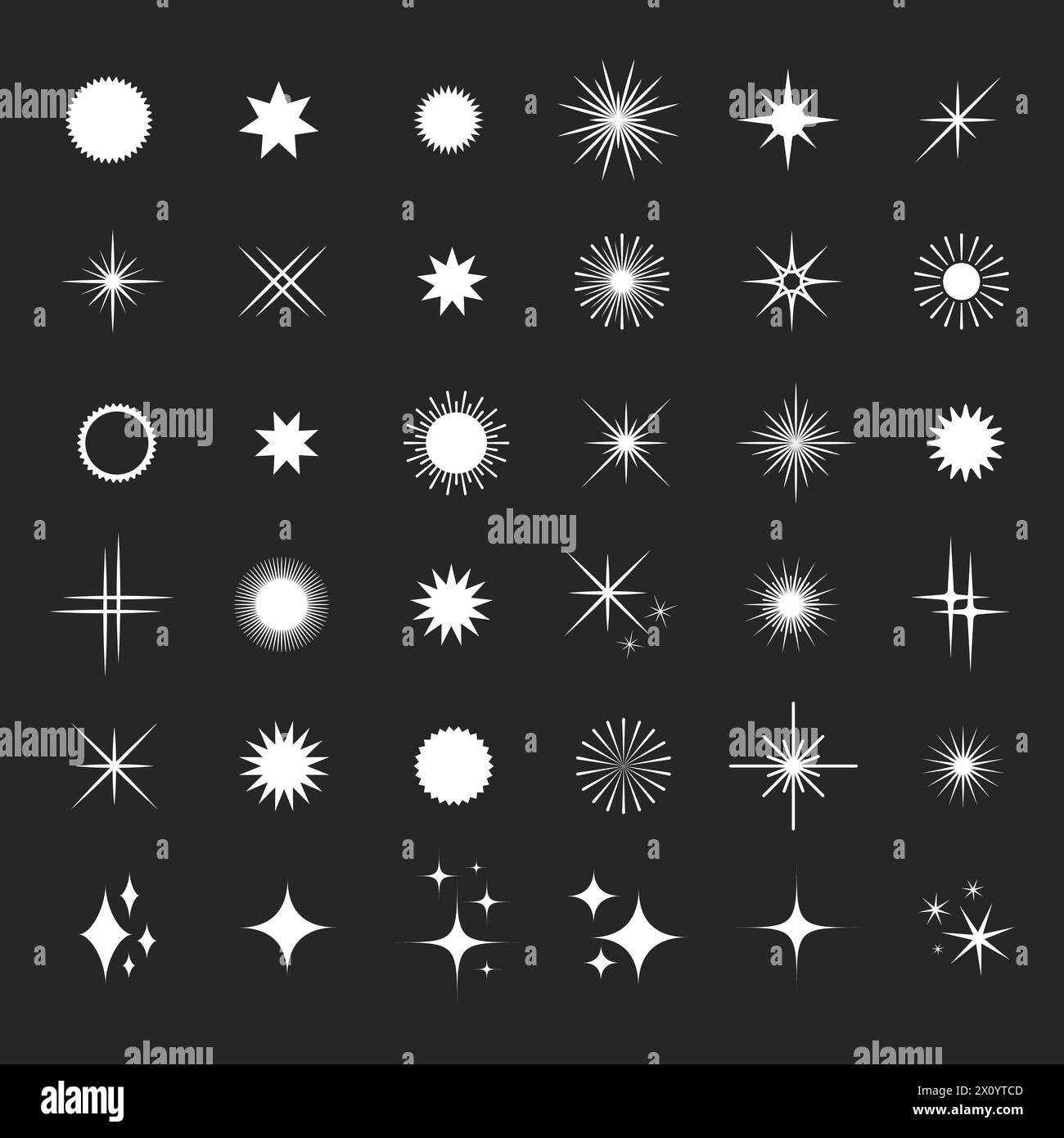 Star silhouette icon set, Shining star rays, Star cluster simple vector ...