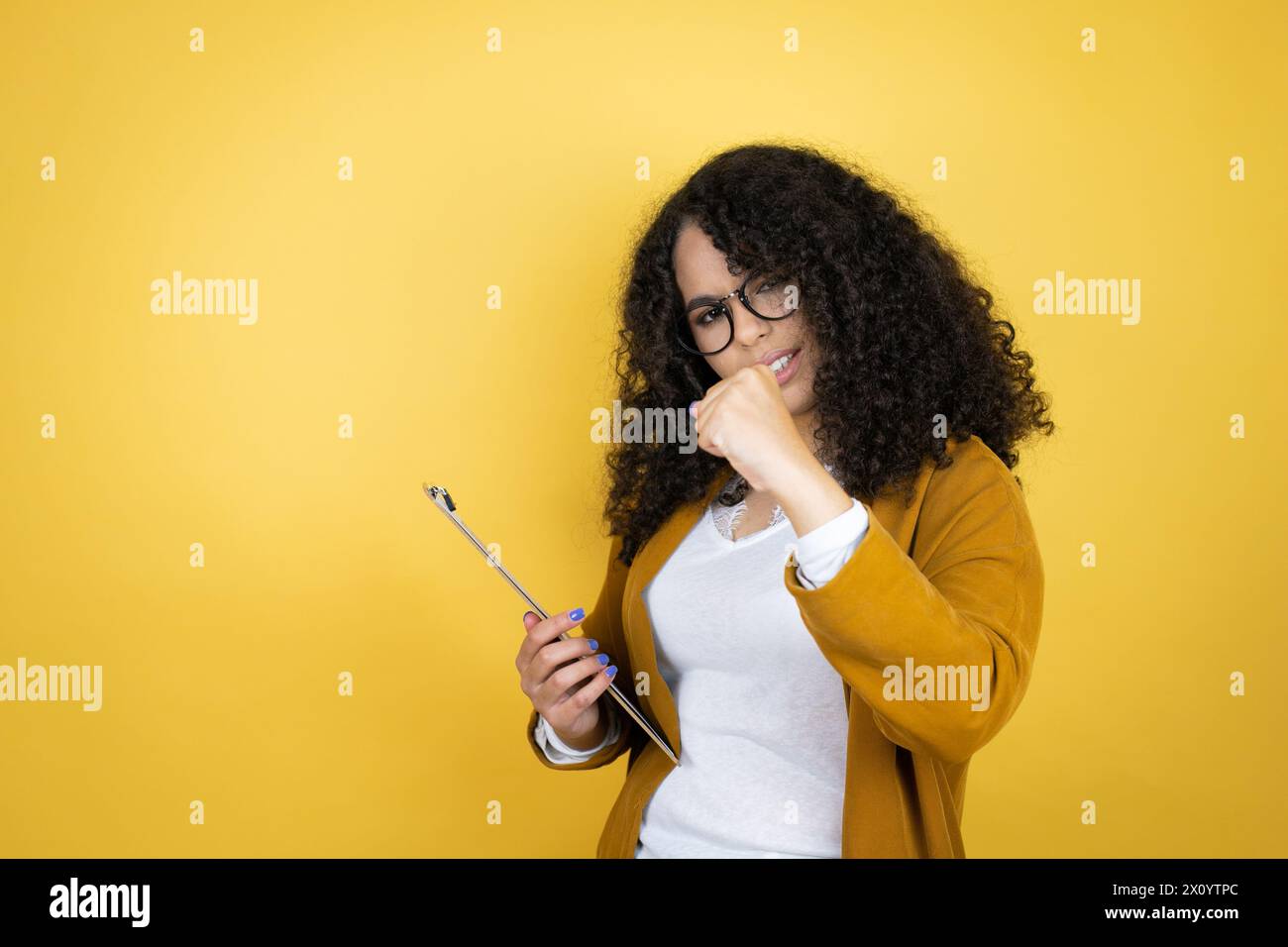 Business woman in boxing pose hi-res stock photography and images - Alamy