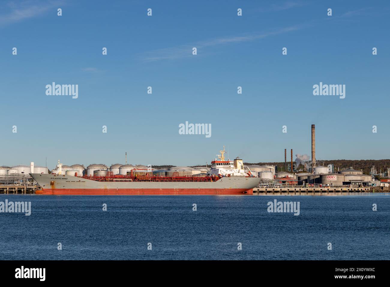 Oil cruiser loading cargo from refinery tank park. Oil cisterna are ...