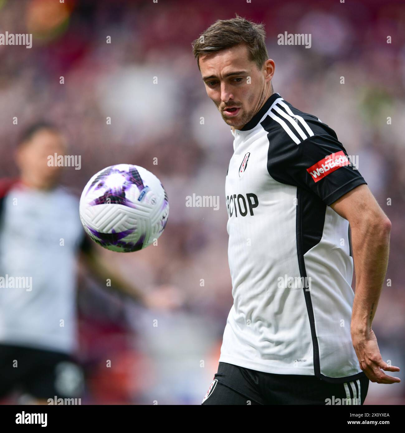 London, England on 14 April 2024. Timothy Castagne of Fulham FC during ...