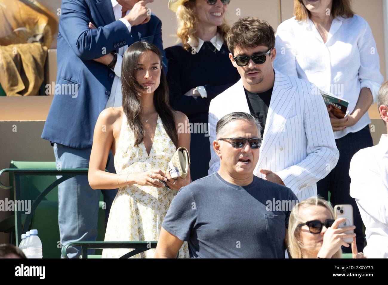 Monte Carlo, Monaco. 14th Apr, 2024. Alexandra Saint Mleux and Charles Leclerc attend the Rolex ...