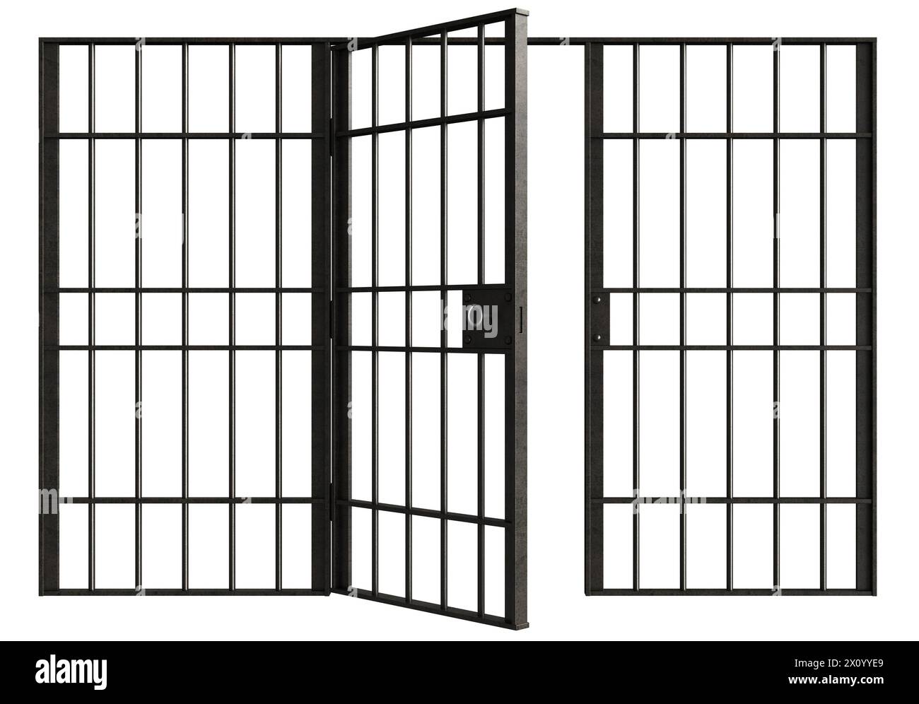 3d render of metal jail bars isolated over white background Stock Photo ...