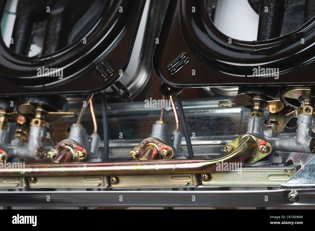 Metal pipes for gas industry close up view. Part for fitting hose in ...