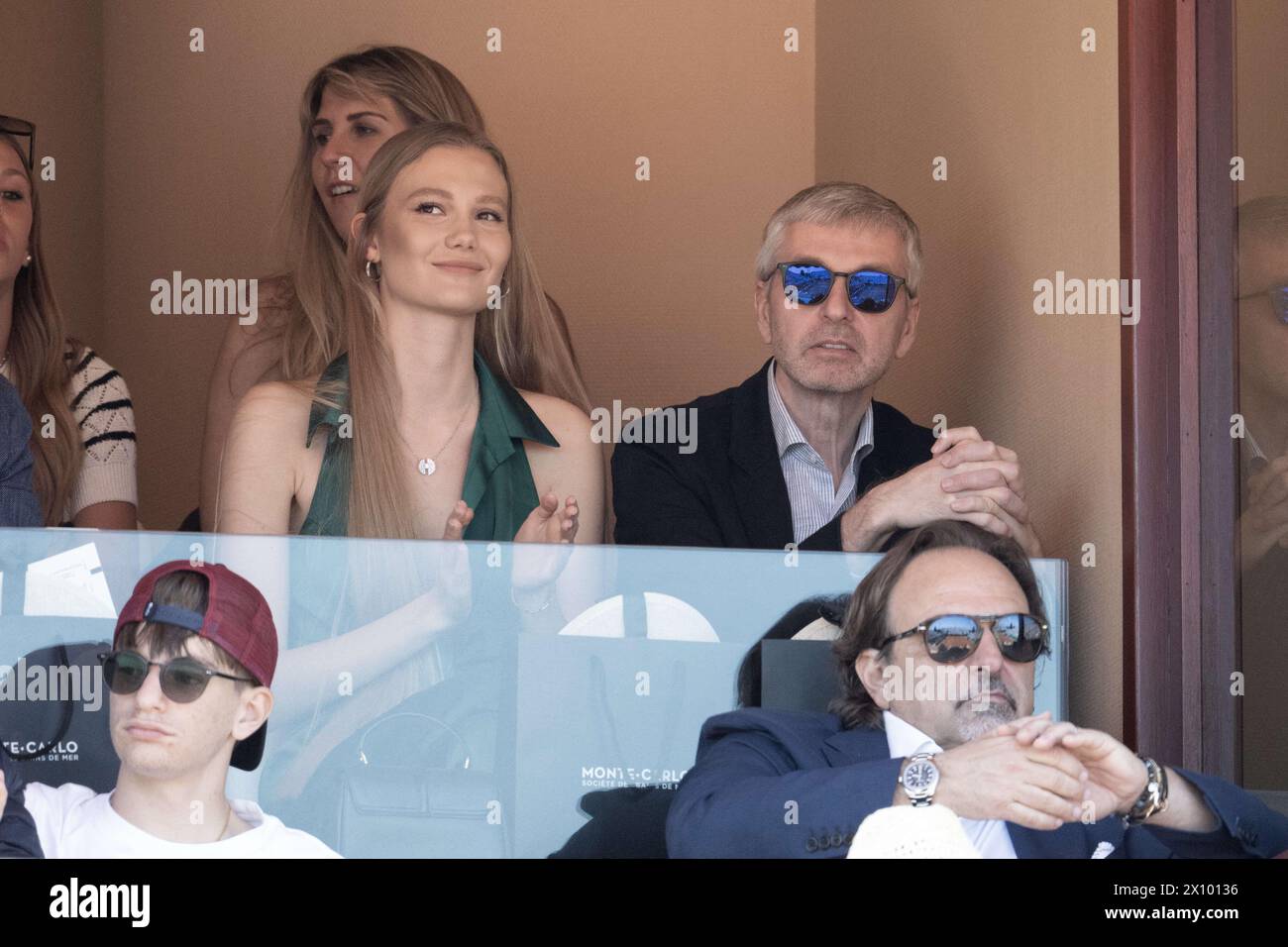 Monte Carlo, Monaco. 14th Apr, 2024. Dmitry Rybolovlev and his partner attend the Rolex Monte ...