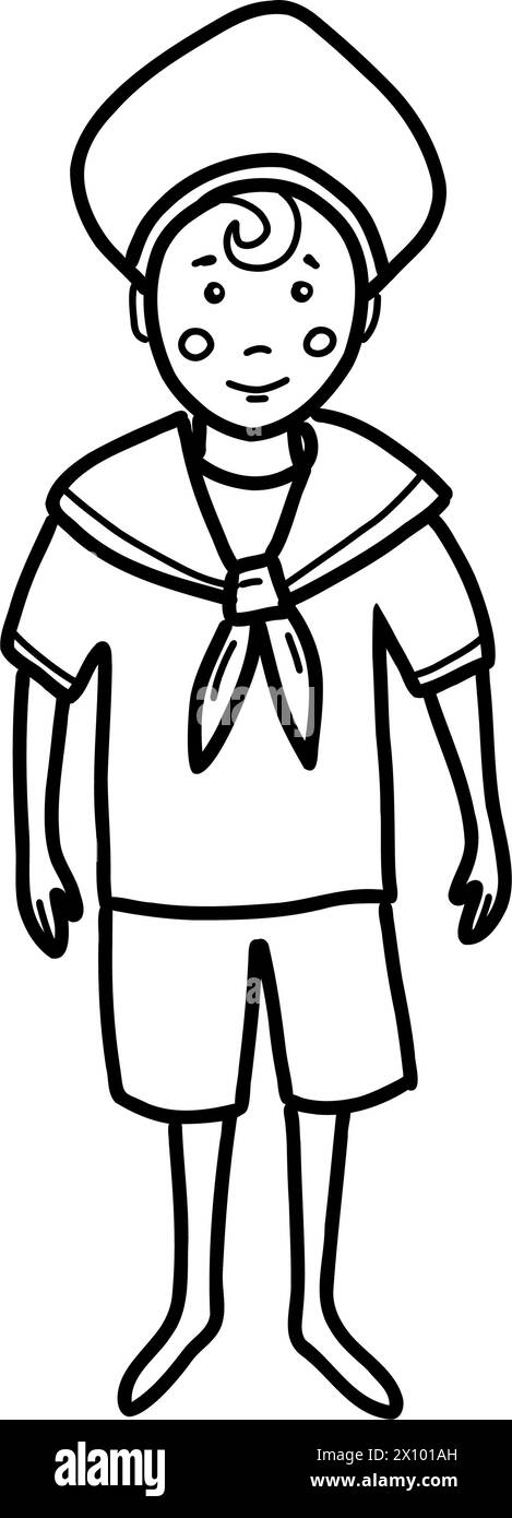 Cute little sailor boy in a marine suit. Vector nautical illustration ...