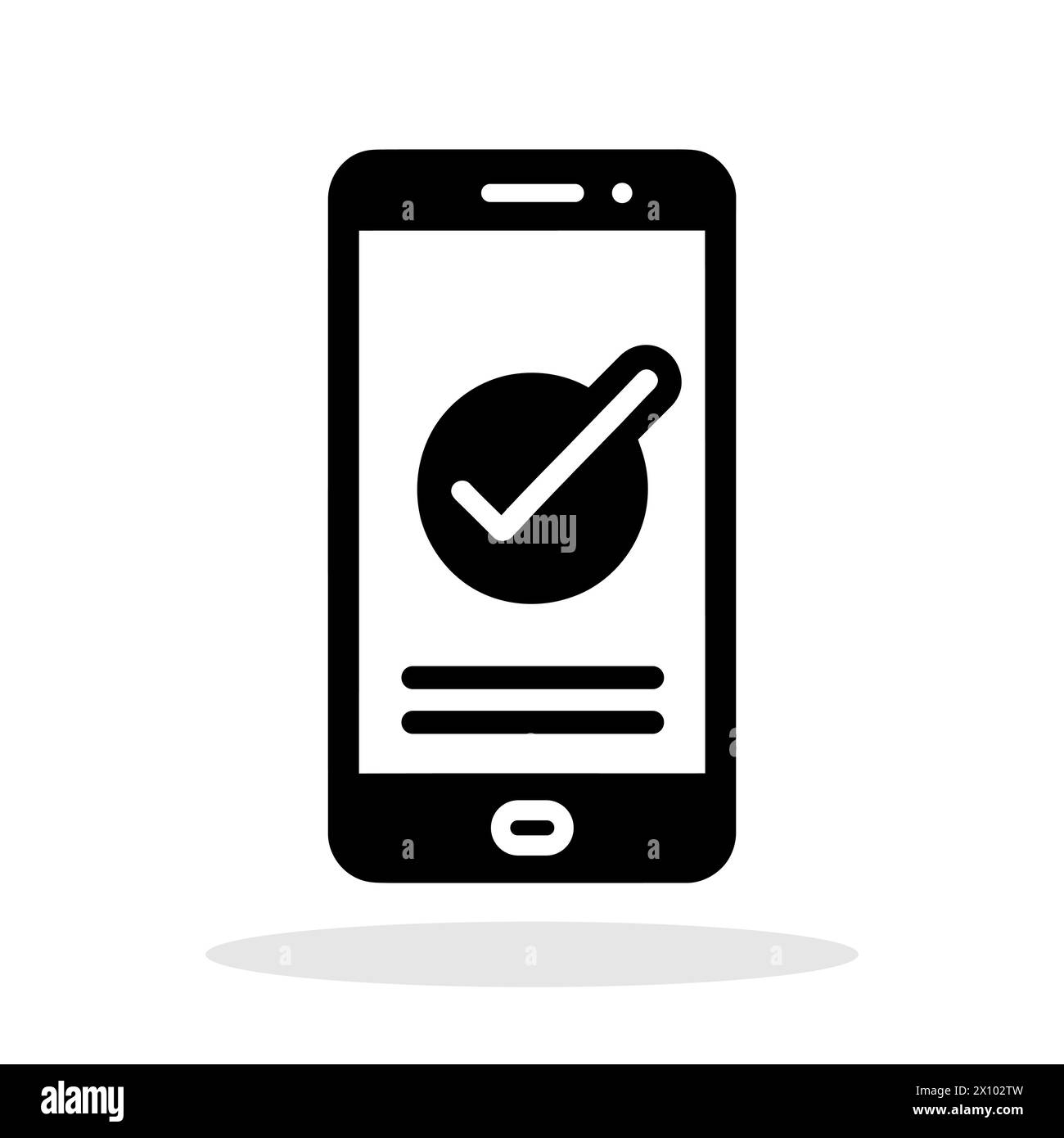 Phone with check mark icon. Black smartphone icon with check mark on ... Phone with check mark icon. Black smartphone icon with check mark on ...