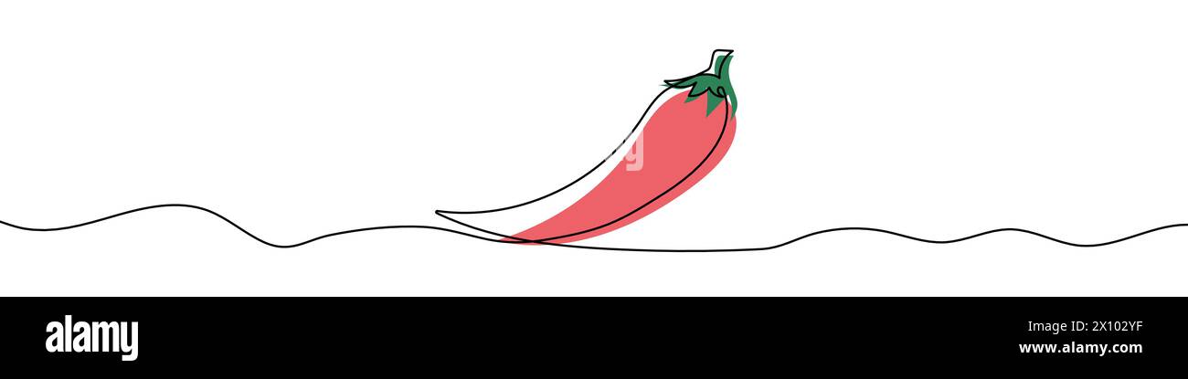 Continuous editable drawing of chili pepper icon. Chili pepper symbol ...