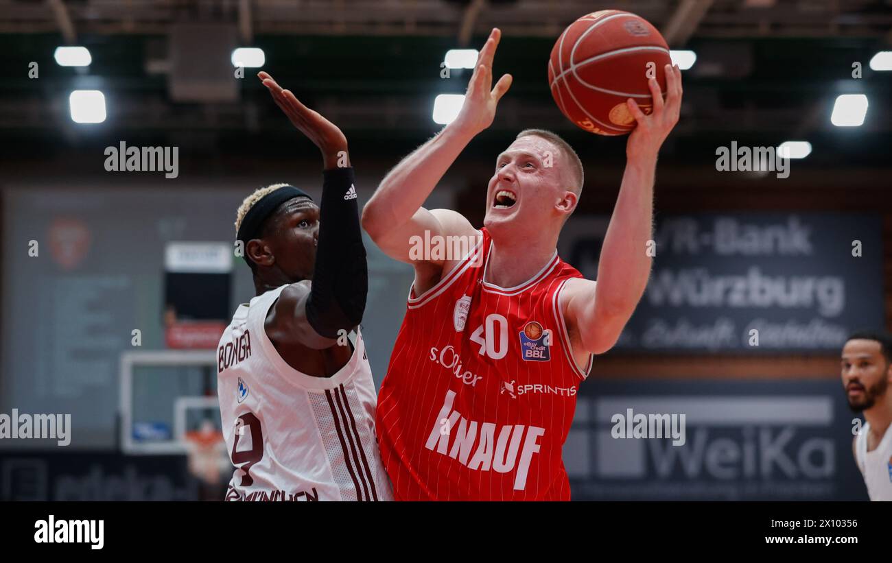 Wurzburg, Germany. 14th April, 2024. f.l. Isaac Bonga (FC Bayern ...