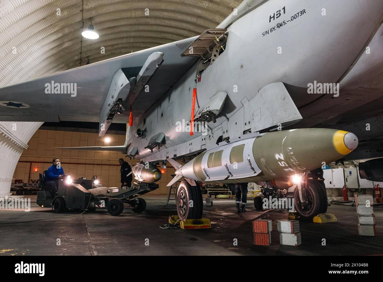 Israel. 14th Apr, 2024. Israeli F-15I Ra'am fighter jets, loaded with a ...