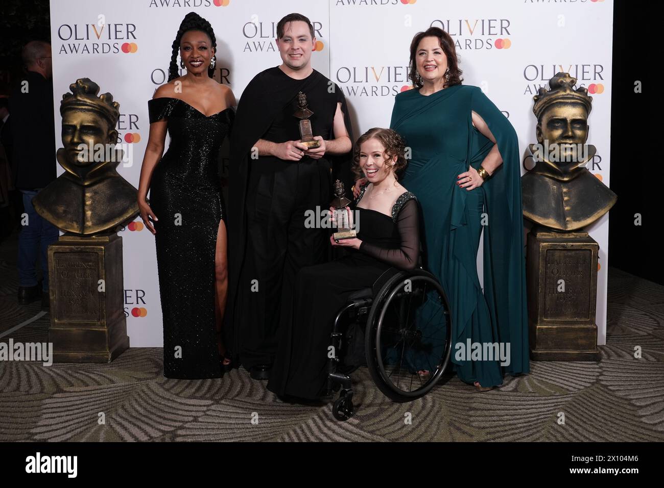 Beverley Knight (left) and Ruth Jones (right) with Jak Malone with the ...