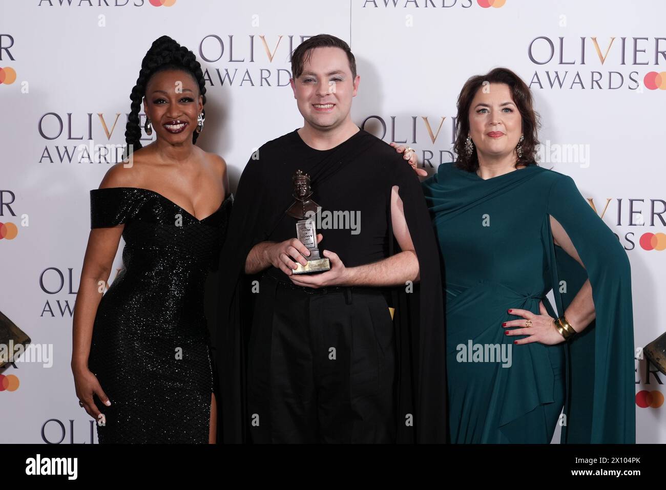Beverley Knight (left) and Ruth Jones (right) with Jak Malone with the ...