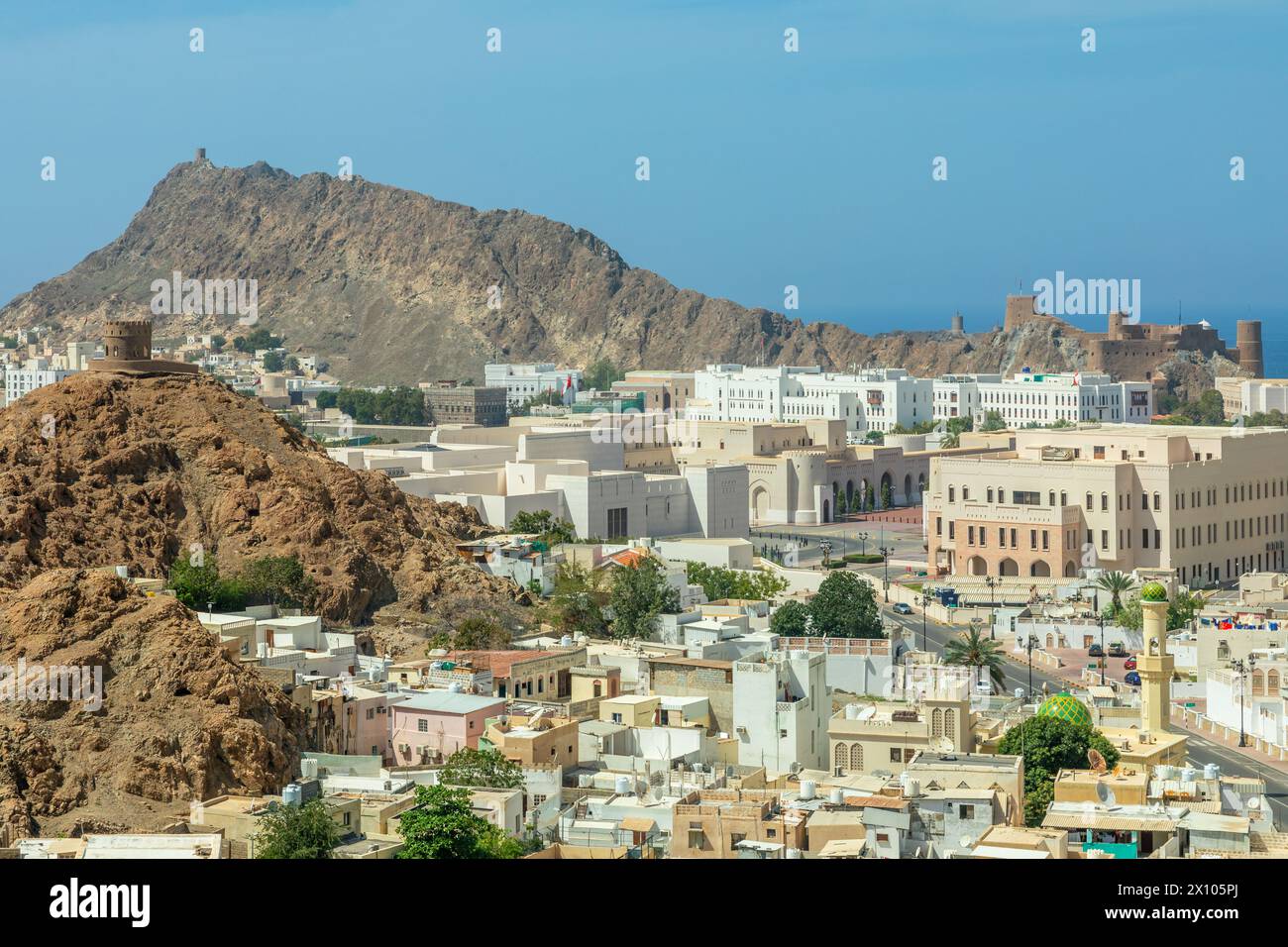 Muscat Takia historical city center streets overview panorama with ...