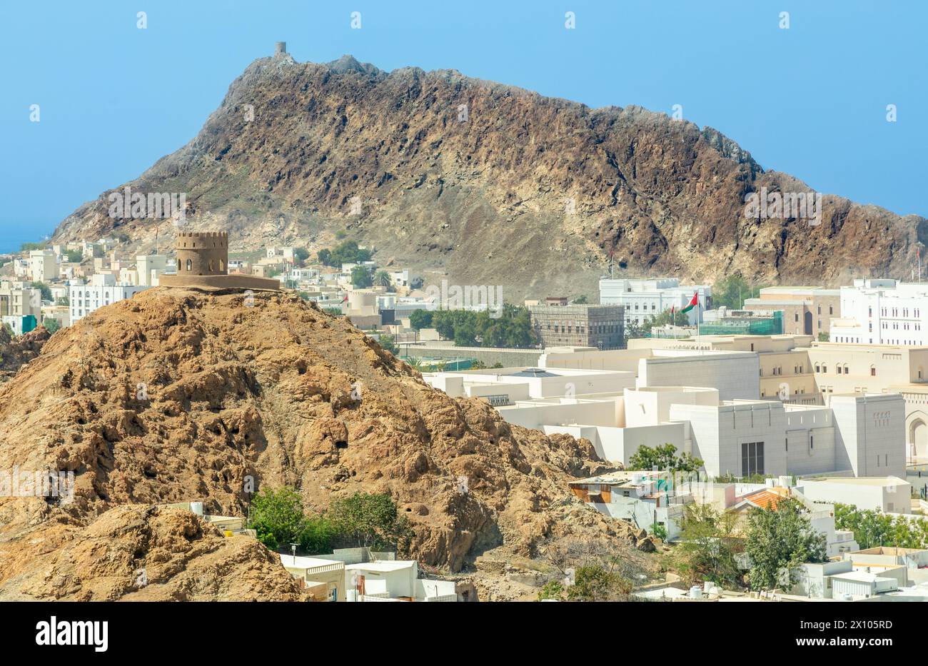 Muscat Takia historical city center streets overview panorama with ...