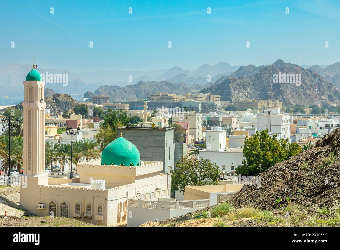Muscat Takia historical city center streets overview panorama with ...