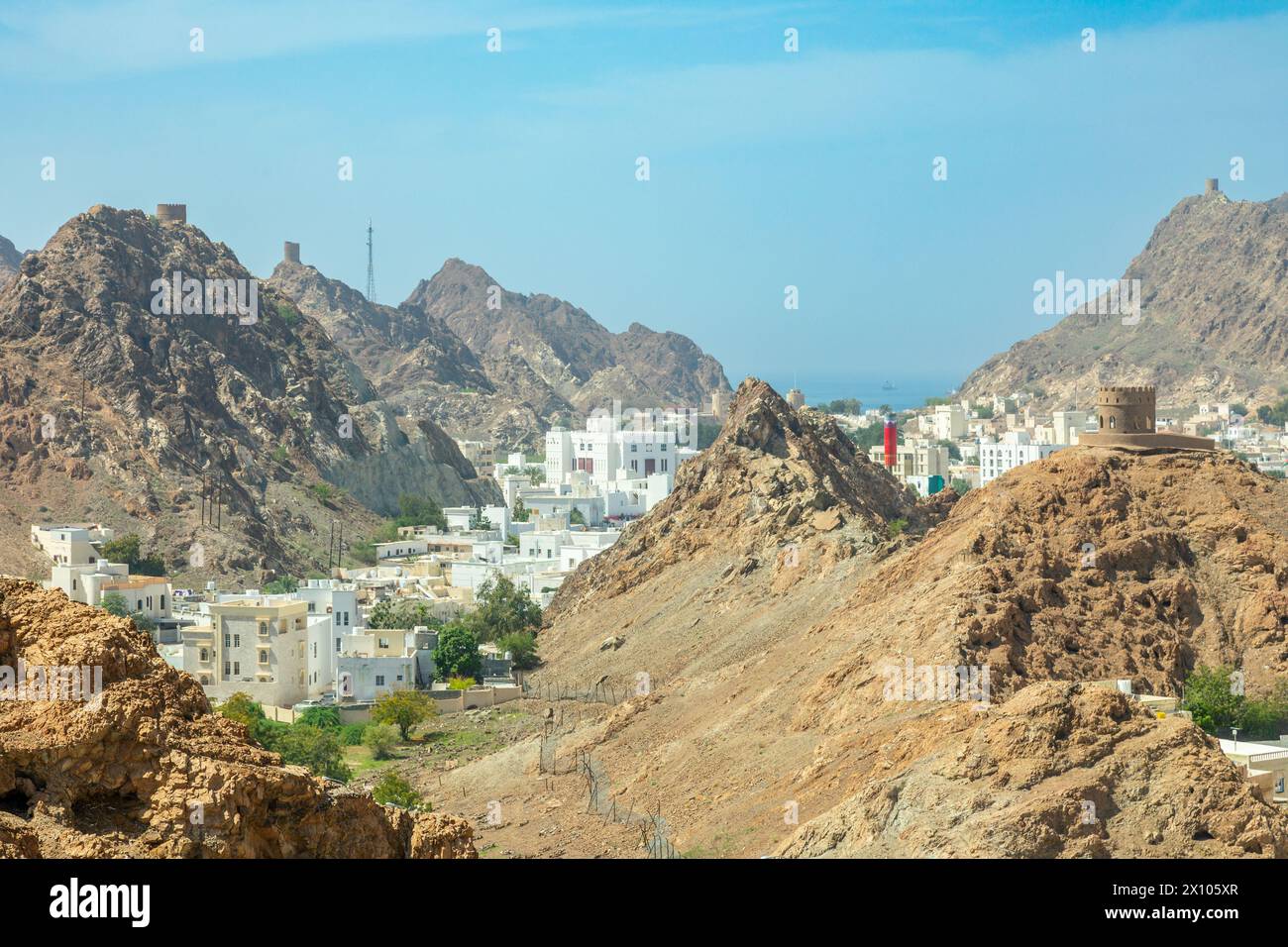 Muscat Takia historical city center streets overview panorama with ...