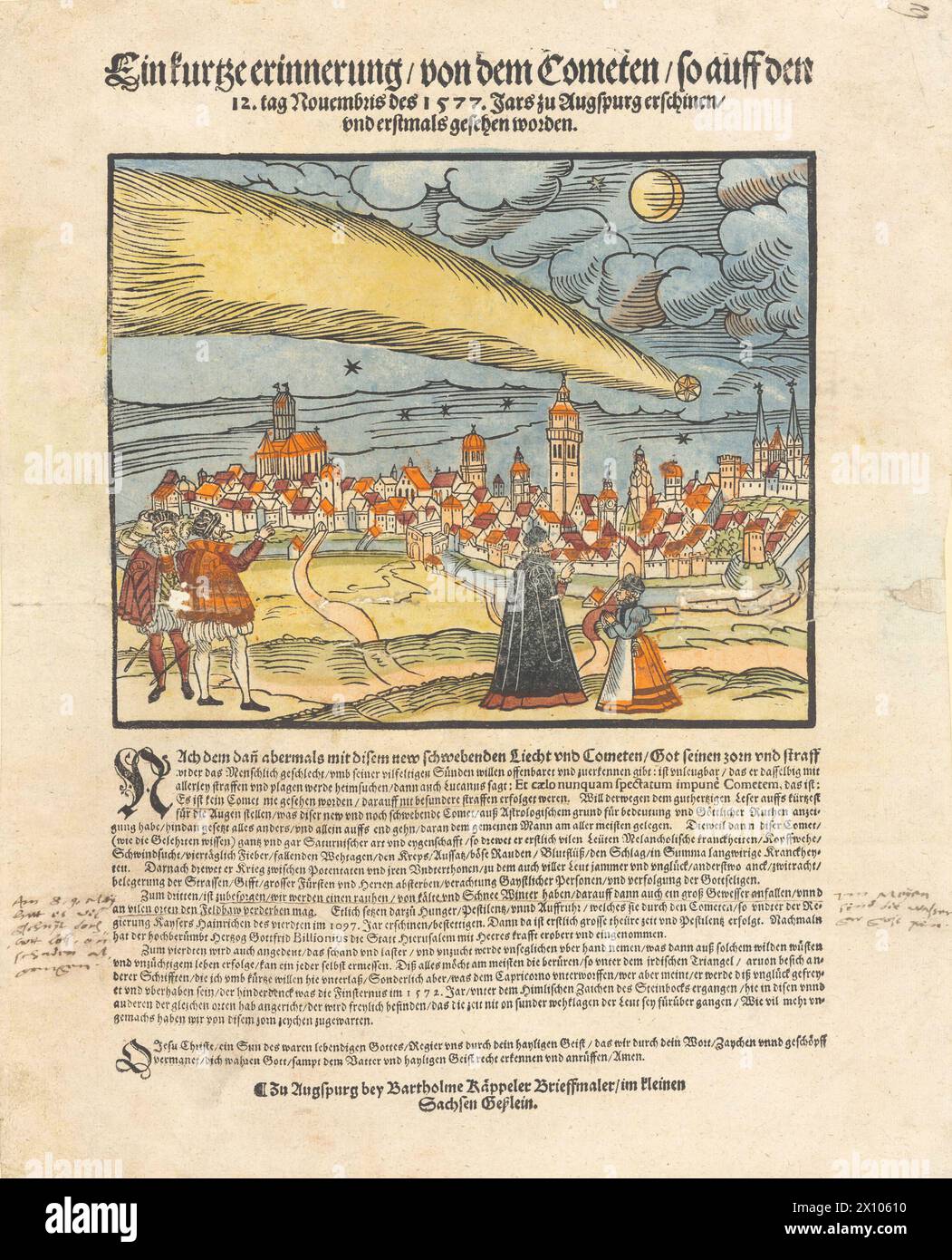 Vintage German Woodcut, 16th century depicting Celestial Phenomena. A ...