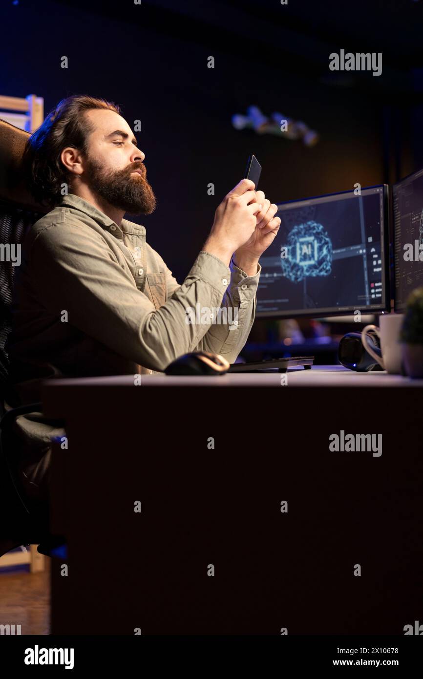 Software Engineer Inserting Disk Into Pc Containing Language Data Models Able To Create Ai