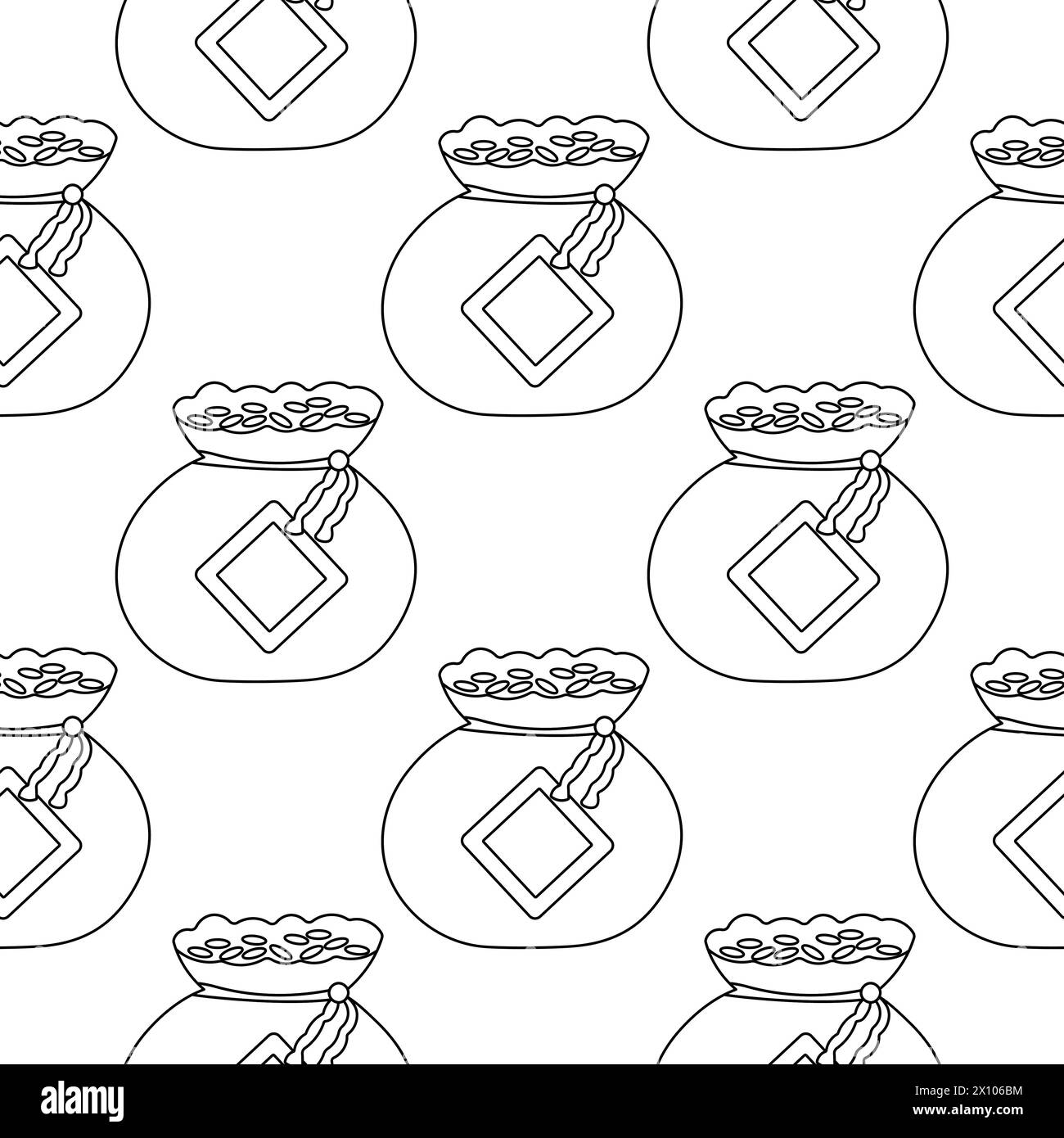 Chinese line bag with money. Seamless pattern on a white background ...