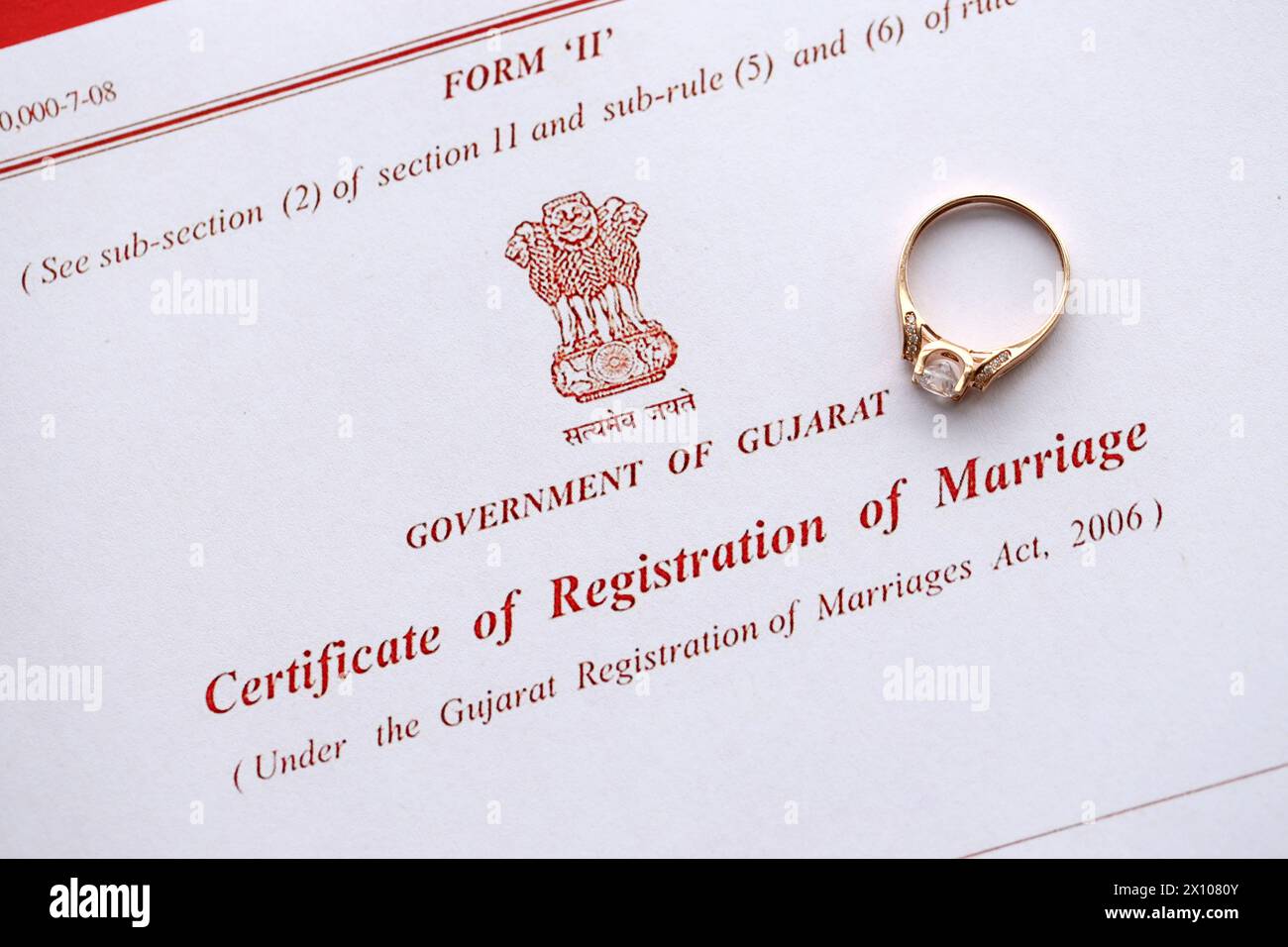 Indian Certificate of registration of marriage blank document and ...