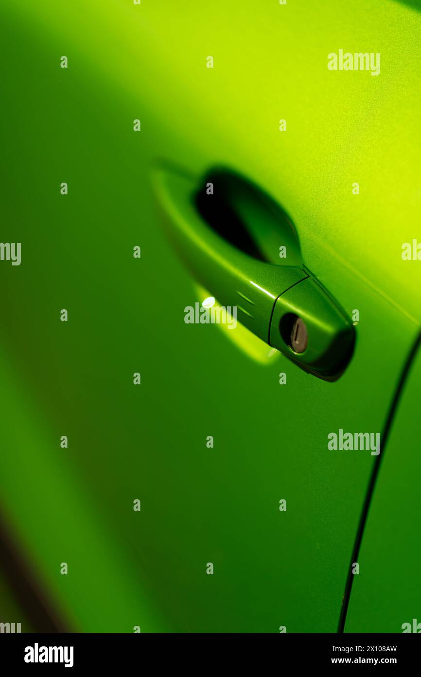 Izmir, Turkey - December 23 2023: Close-up photo of the door handle of ...