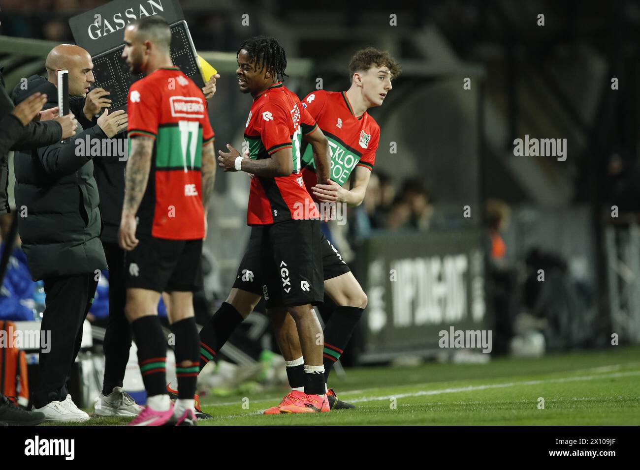 NIJMEGEN - (l-r) Sontje Hansen of NEC Nijmegen, Youri Baas of NEC ...