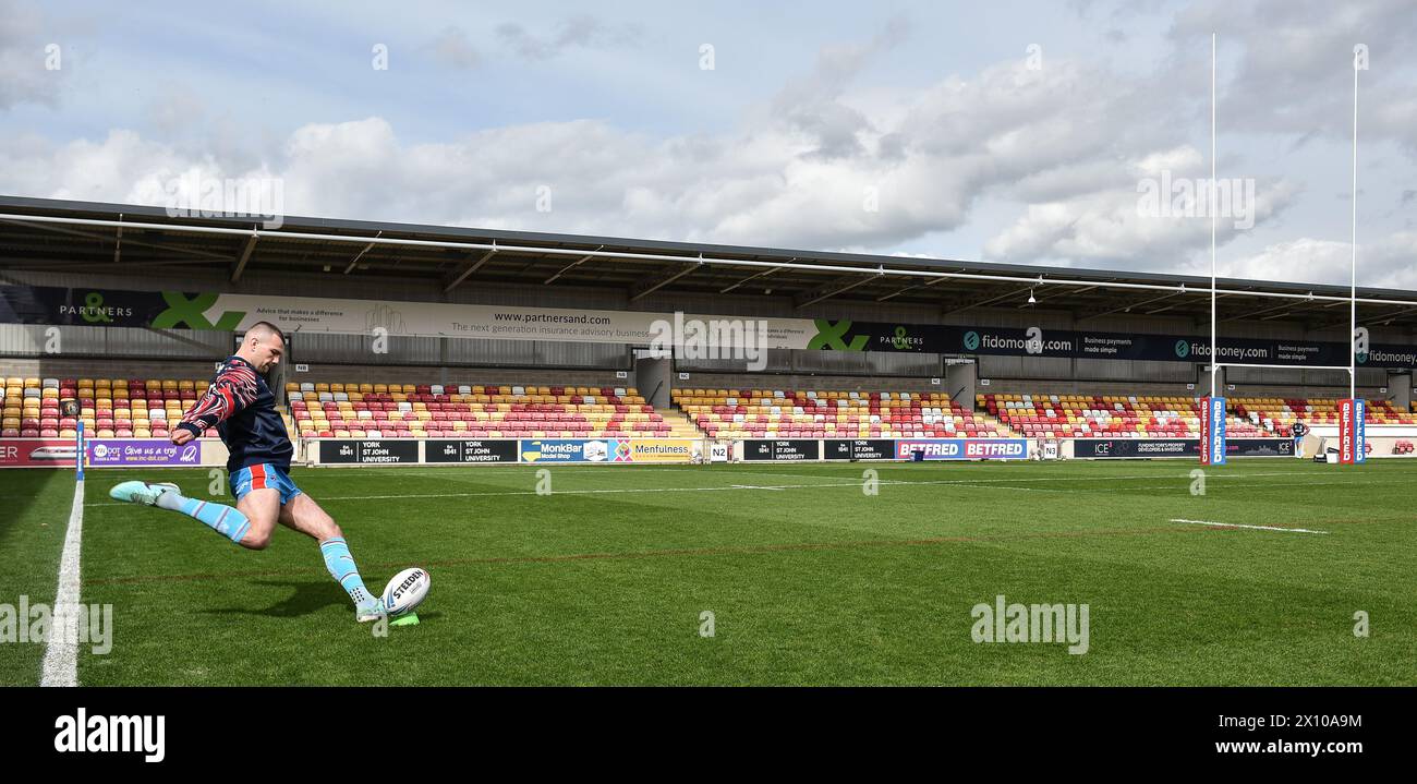 York, England - 14th April 2024 Wakefield Trinity's Max Jowitt during ...