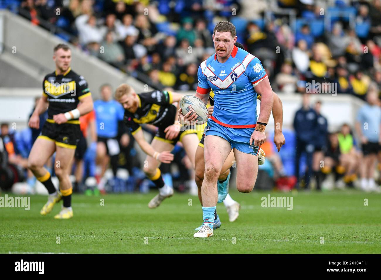 York, England - 14th April 2024 Wakefield Trinity's Ky Rodwell makes a ...