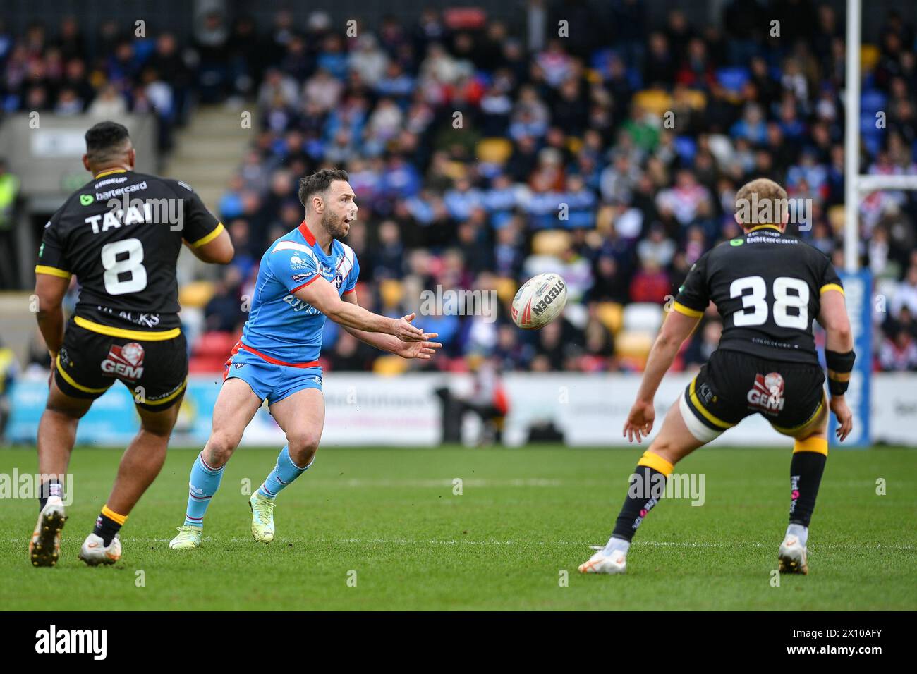 York, England - 14th April 2024 Wakefield Trinity's Luke Gale in action ...