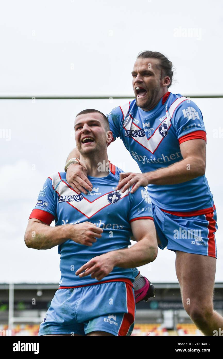 York, England - 14th April 2024 Wakefield Trinity's Max Jowitt ... York, England - 14th April 2024 Wakefield Trinity's Max Jowitt ...