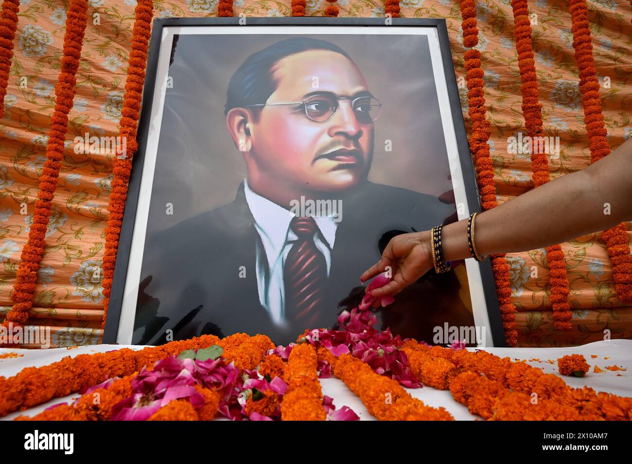 NOIDA, INDIA - APRIL 14: People offer floral tributes on the occasion ...