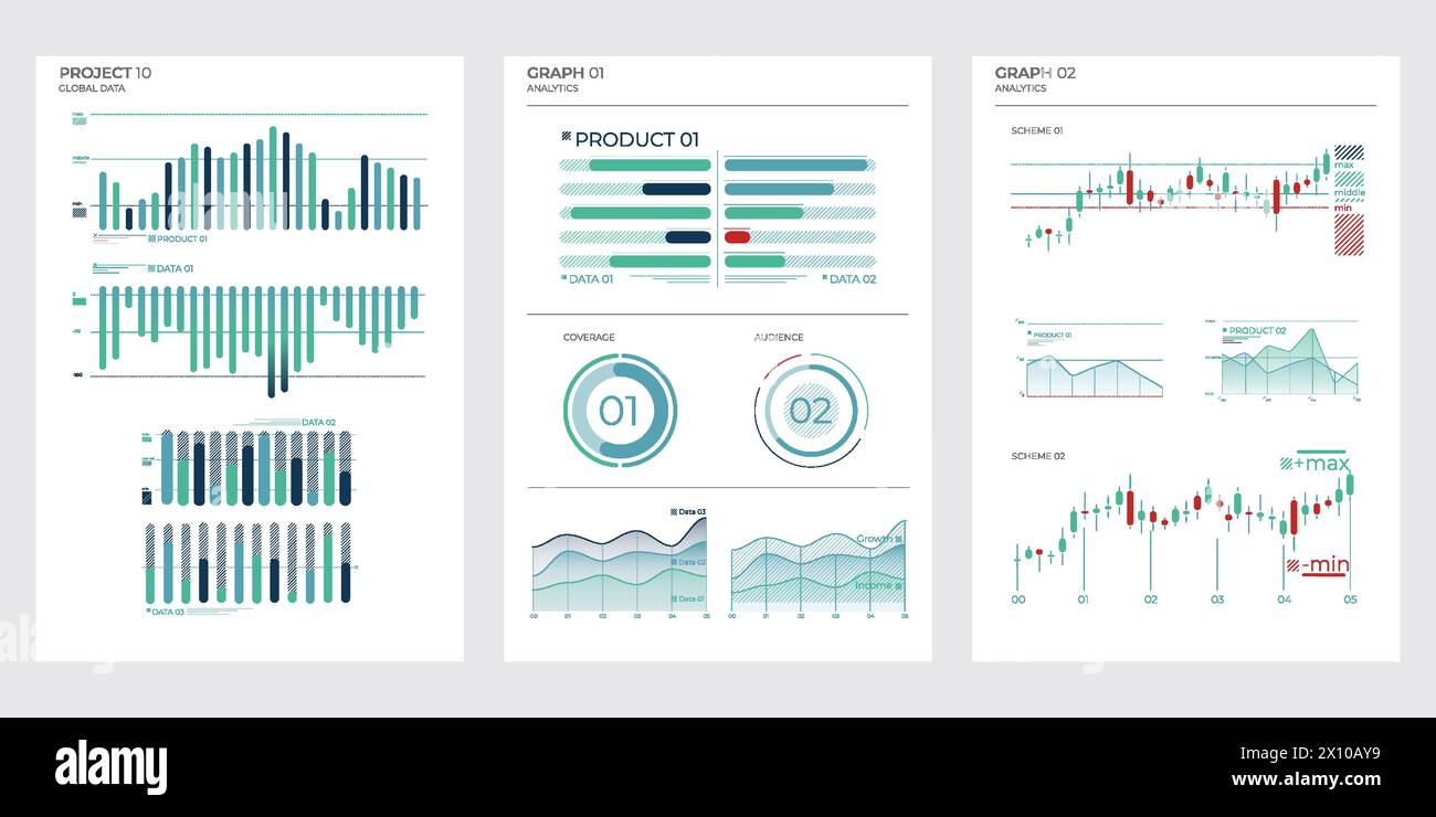 Business elements charts in color. Vector illustration Stock Vector ...