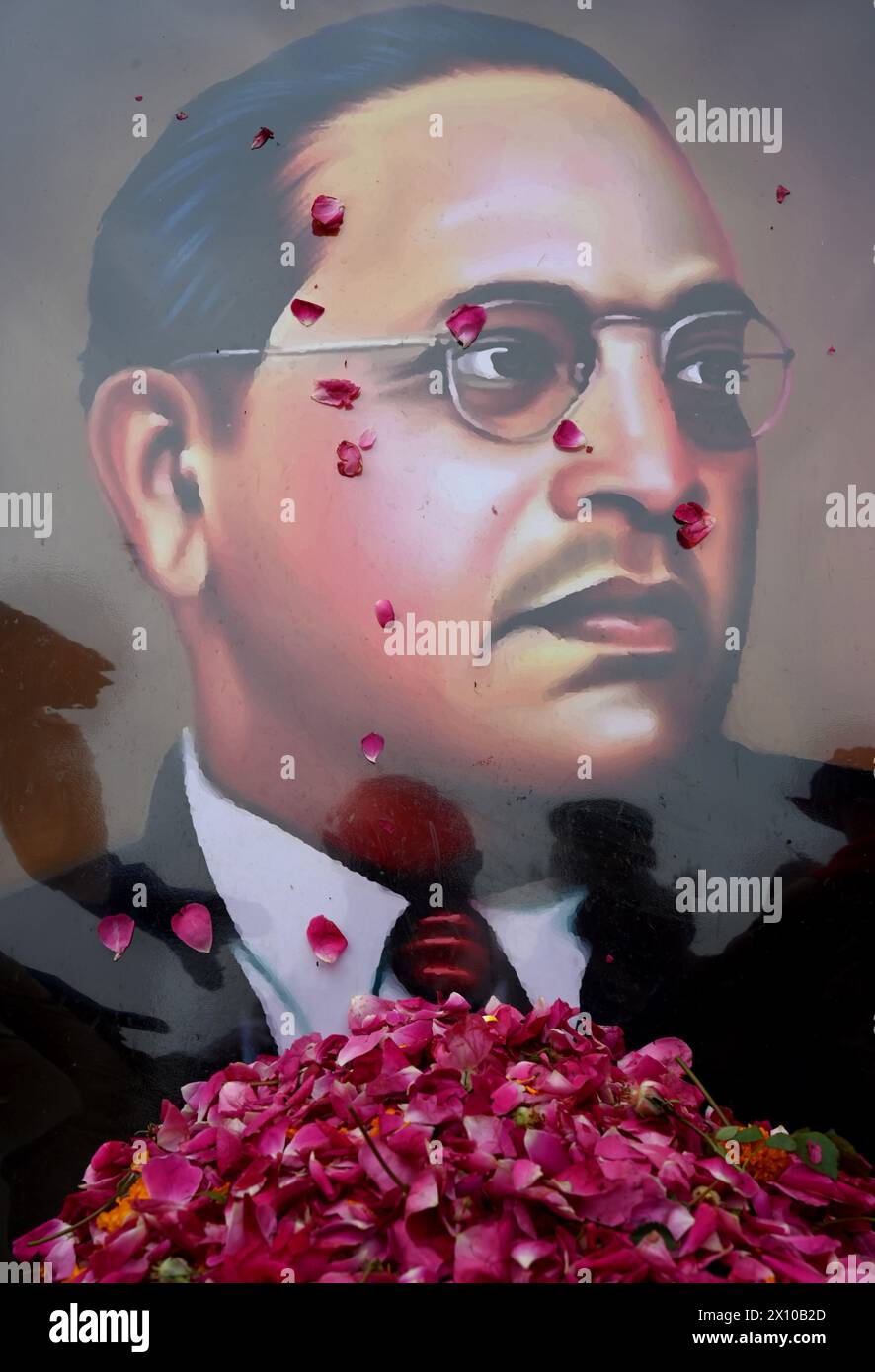 NOIDA, INDIA - APRIL 14: People offer floral tributes on the occasion ...