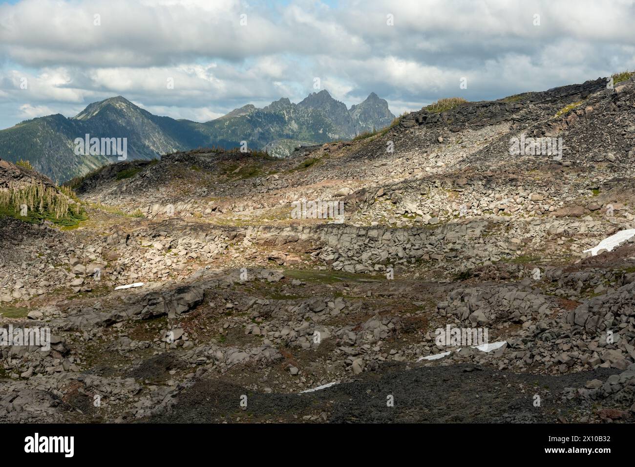 Jagged Ridges Rise In The Distance Over Sun Dappled Rocks In Spray Park ...