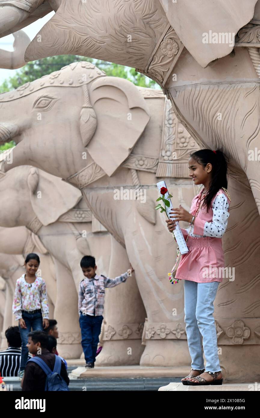 NOIDA, INDIA - APRIL 14: People seen on the occasion of the 133th birth ...