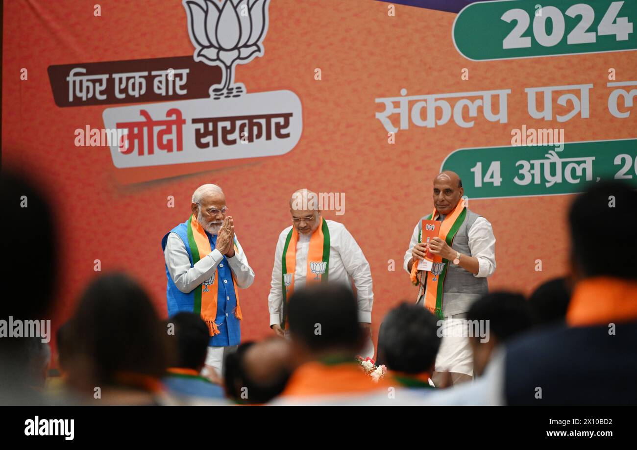 NEW DELHI, INDIA - APRIL 14: Prime Minister Narendra Modi, Home Minister Amit Shah, Defence ...
