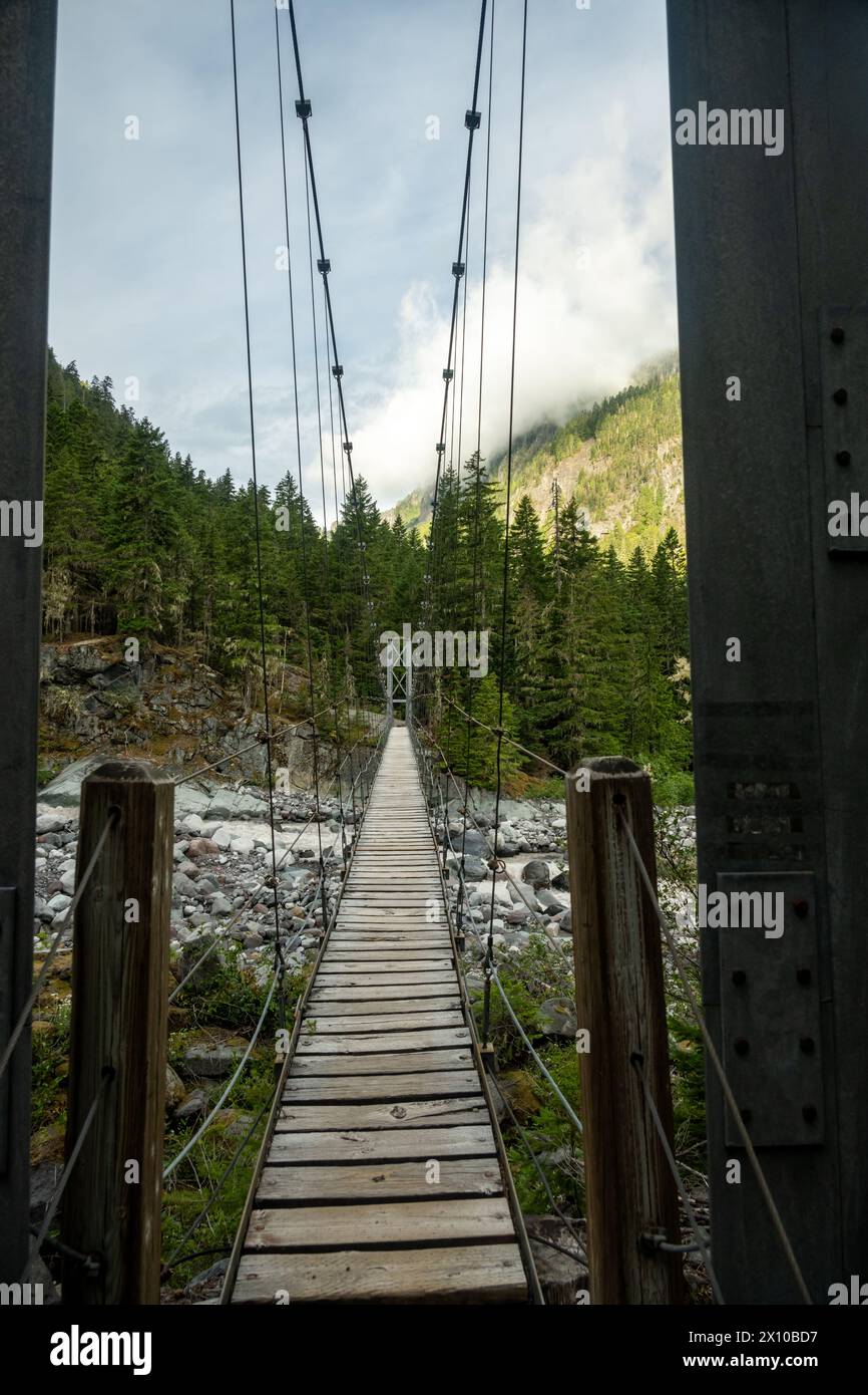 Looking Across The Carbon River Suspension Bridge Stock Photo - Alamy