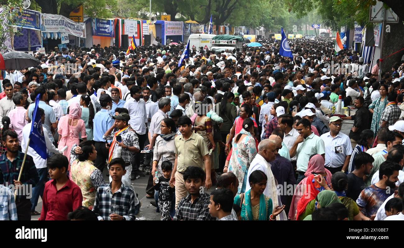 NEW DELHI, INDIA - APRIL 14: People celebrate during the 134th birth ...