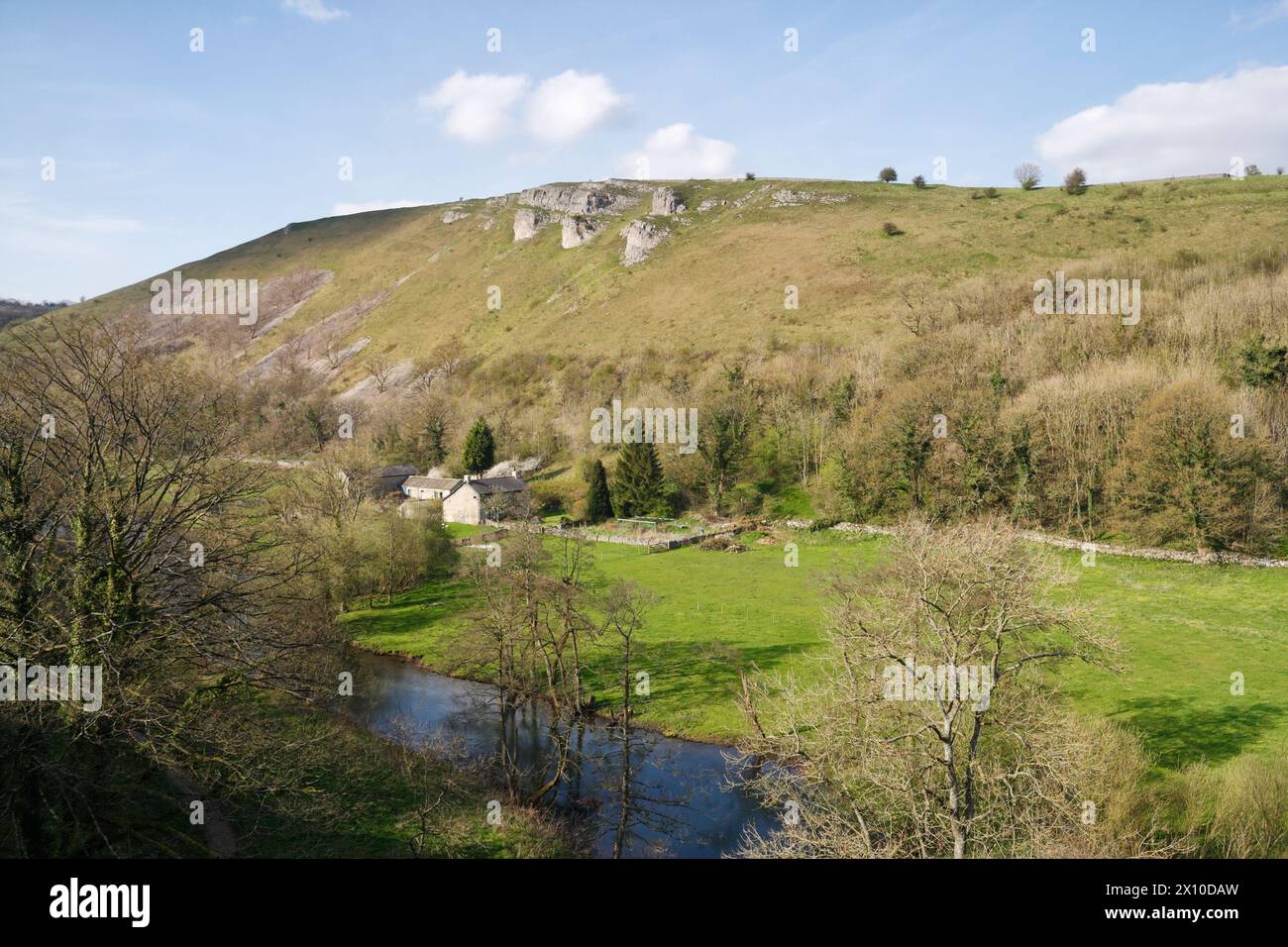 Monsal Dale and the River Wye valley from Headstone Viaduct in scenic ...
