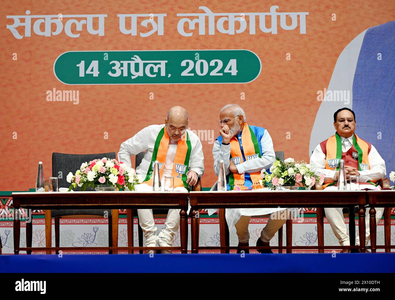NEW DELHI, INDIA - APRIL 14: Prime Minister Narendra Modi, Home Minister Amit Shah and BJP ...