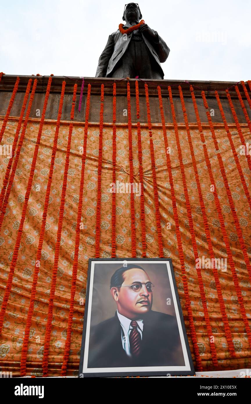 NOIDA, INDIA - APRIL 14: People offer floral tributes on the occasion ...