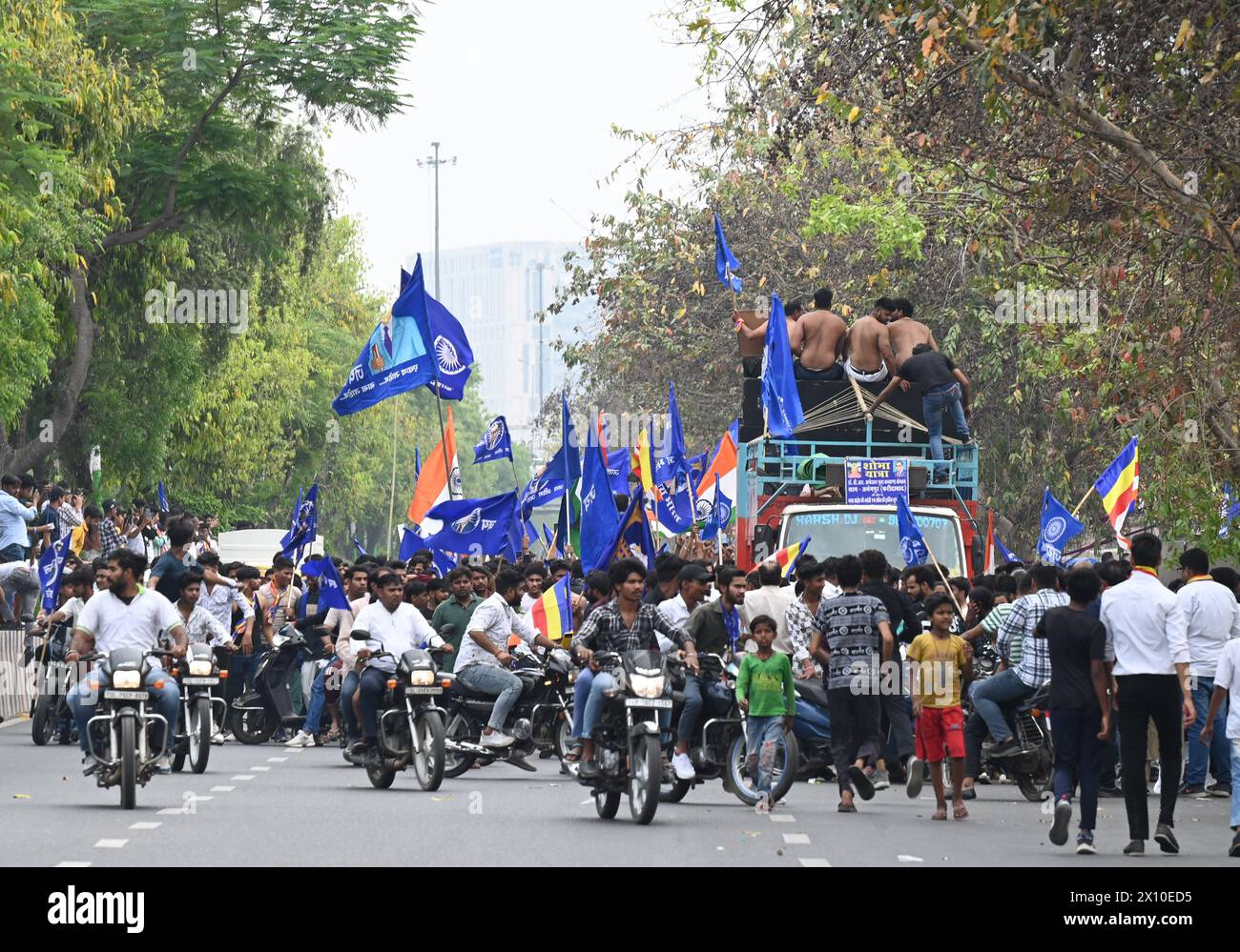 NOIDA, INDIA - APRIL 14: Traffic jam due to celebration of Ambedkar ...