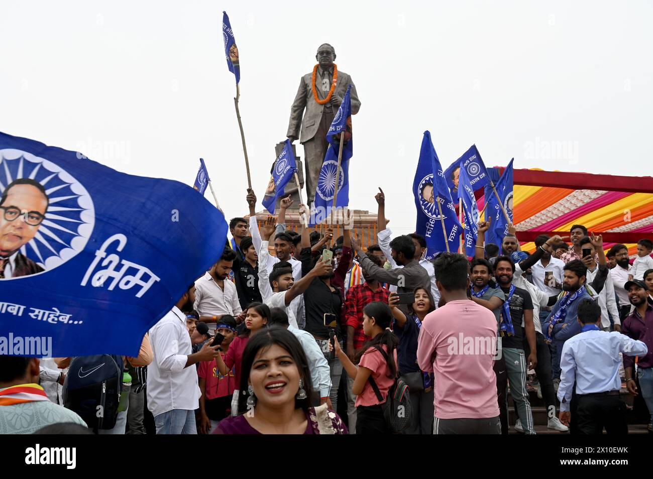 NOIDA, INDIA - APRIL 14: People seen on the occasion of the 133th birth ...