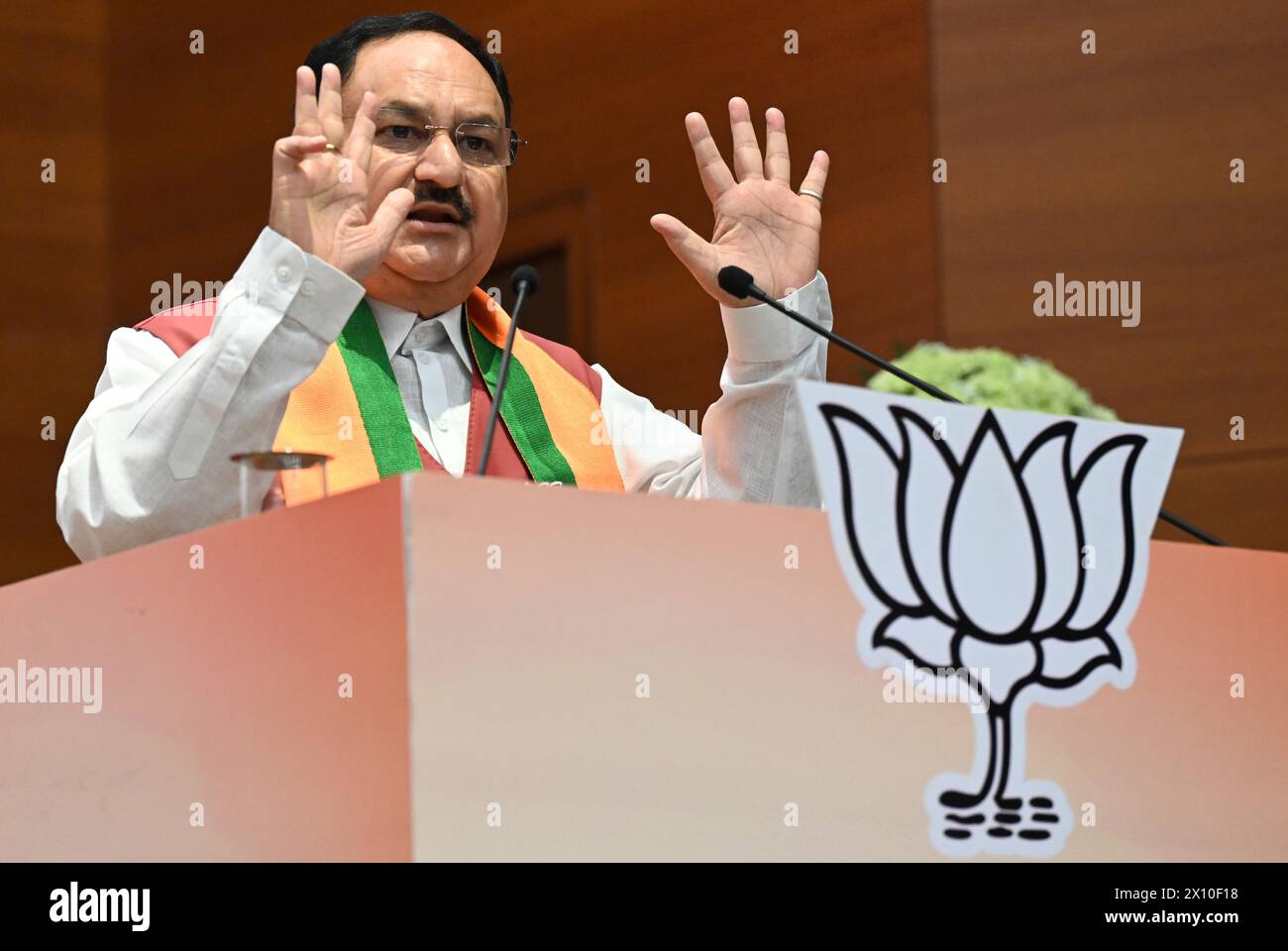 NEW DELHI, INDIA - APRIL 14: BJP National president JP Nadda during the ...